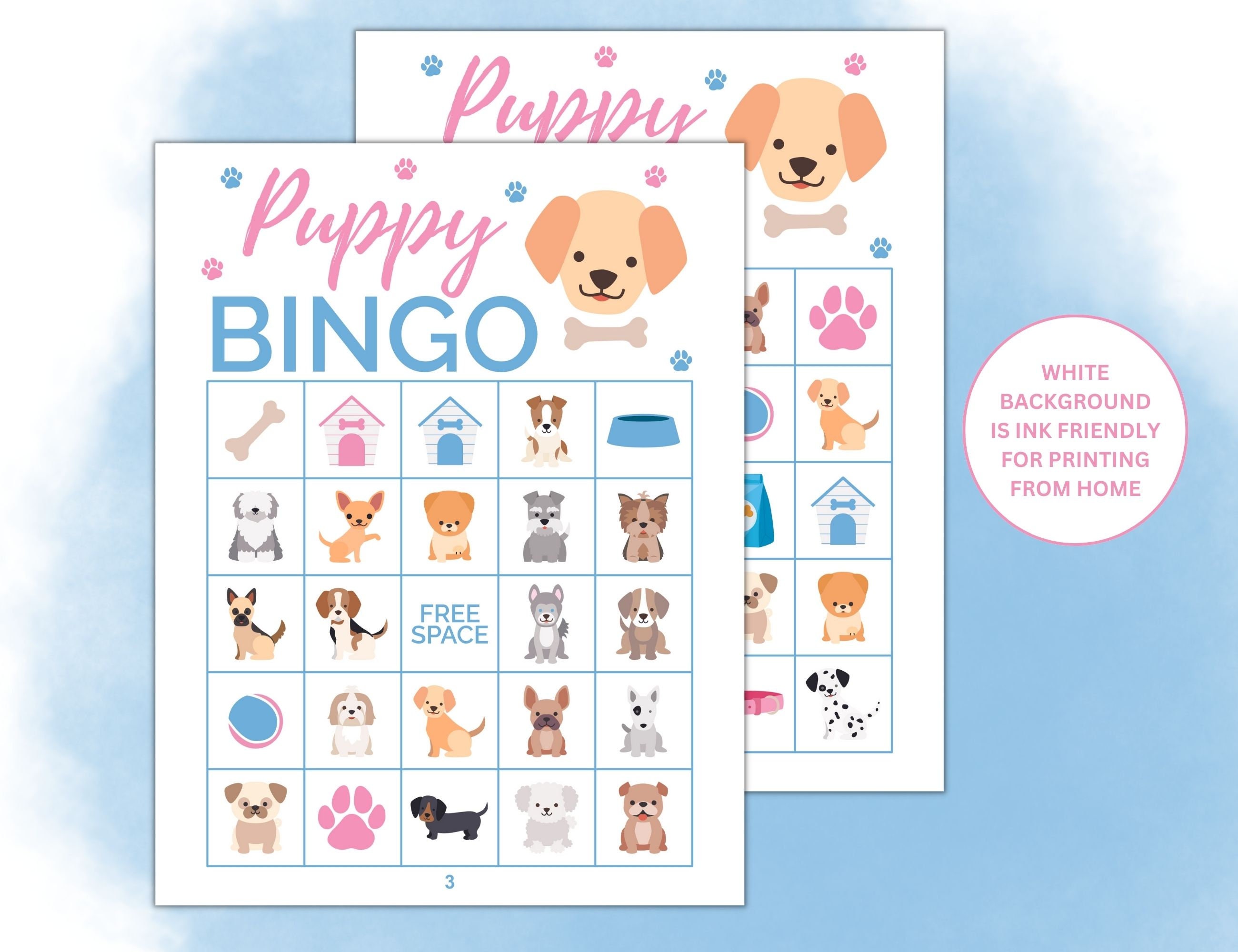 30 Printable Puppy Themed Bingo Cards | Puppy Dog Party Games | Dog ...