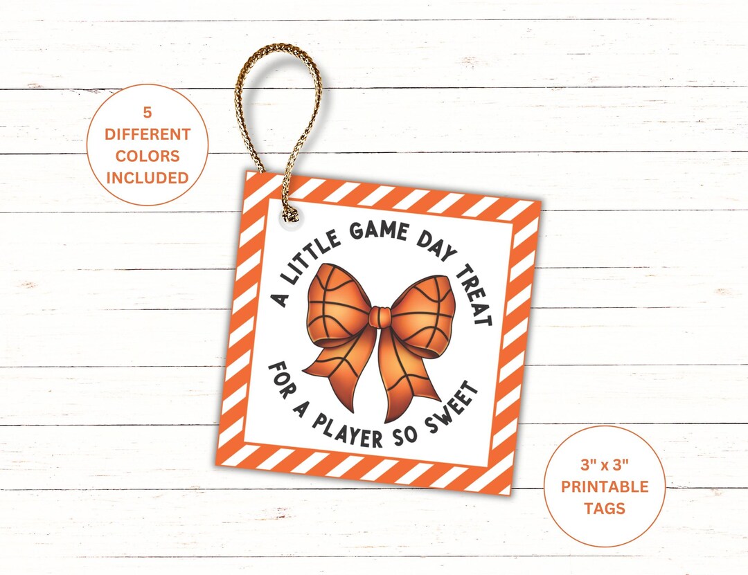 Girls Basketball Game Day Treat Bag Tags | Basketball Snack Bag Tags ...