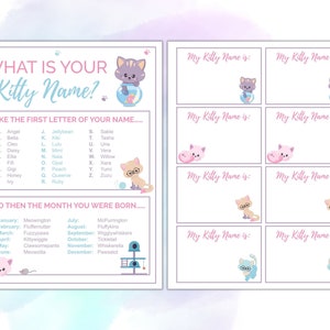 What is Your Kitty Name Printable Game | Kitty Cat Party Games | Cat ...