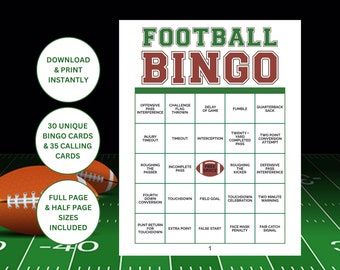 Commercial Bingo Printable, Football Game Bingo, the Big Game 2024 ...
