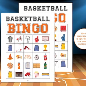 30 Printable Basketball Themed Bingo Cards | Basketball Watch Party ...