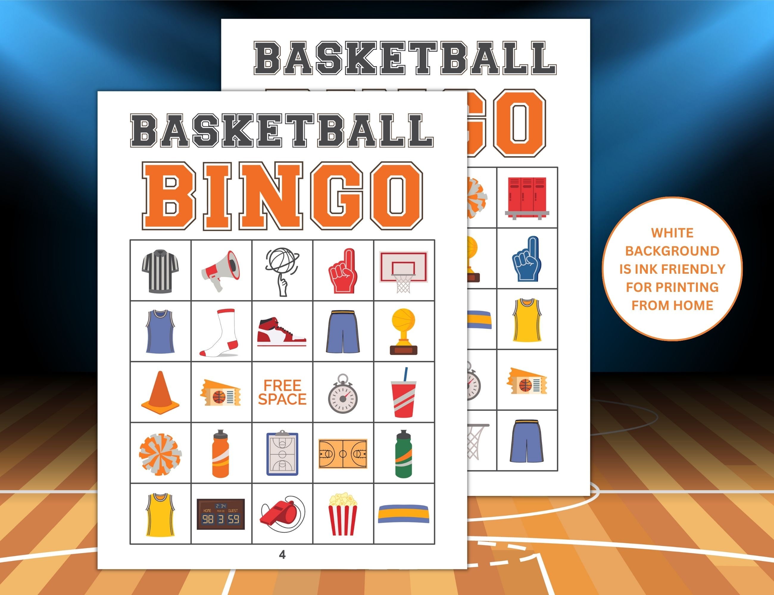 30 Printable Basketball Themed Bingo Cards | Basketball Watch Party ...
