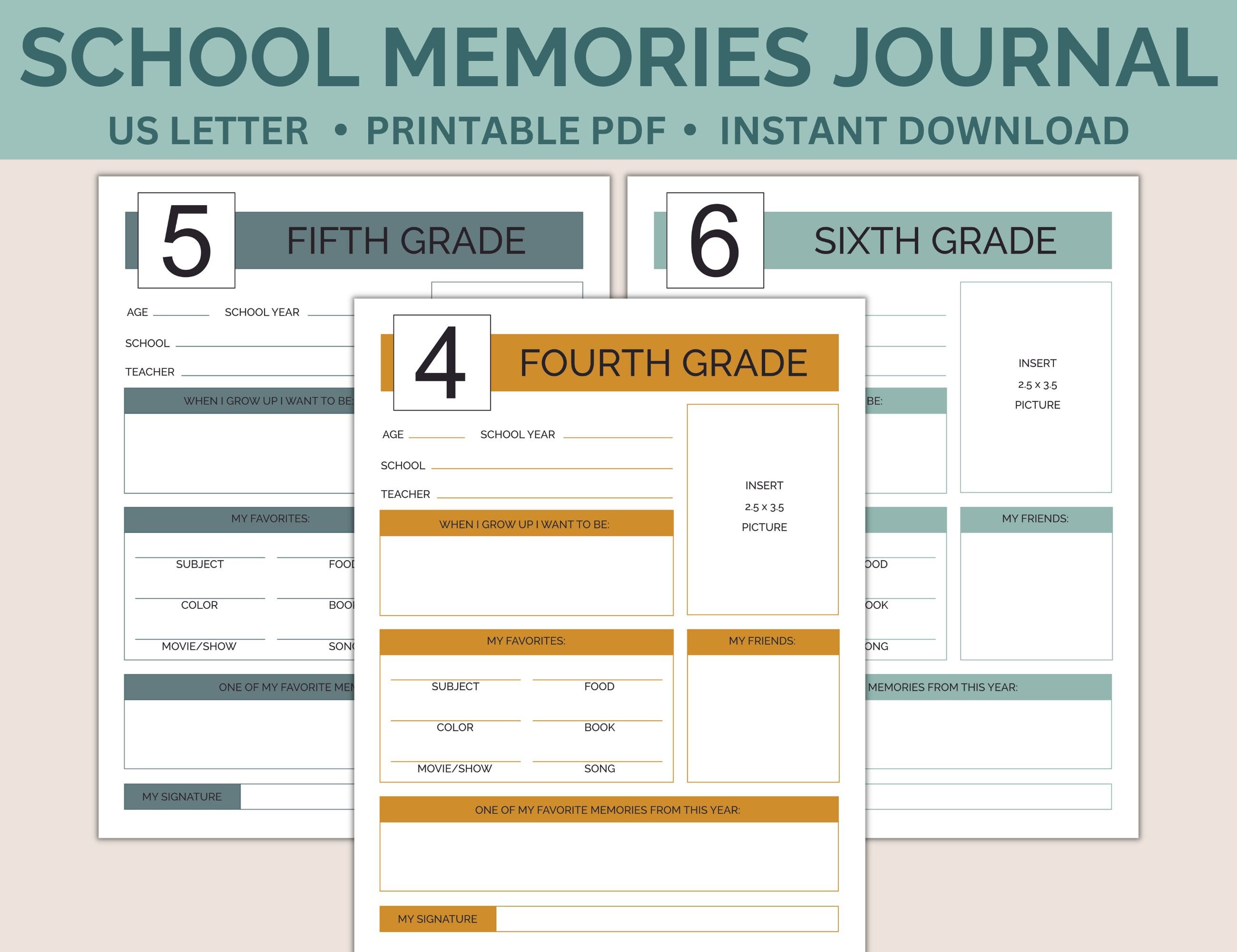 Printable School Memory Pages | Kids School Keepsake Journal | Back to ...