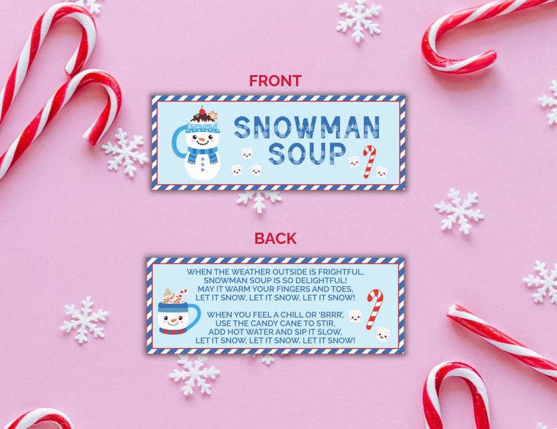 Snowman Soup Treat Bag Topper| Snowman Soup Tag | Hot Chocolate Favors ...
