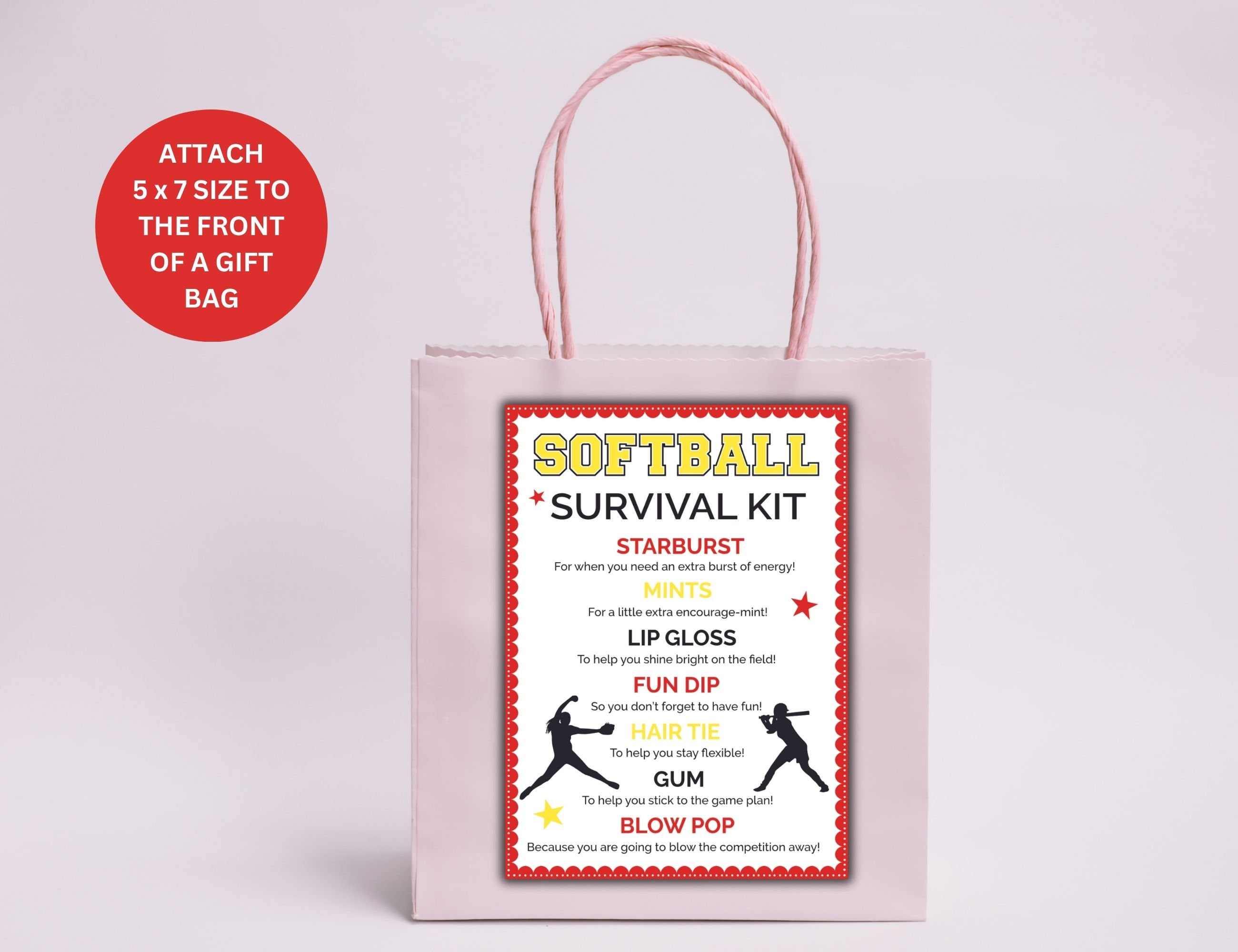 Printable Softball Survival Kit Softball Player Gift Idea Softball Team ...
