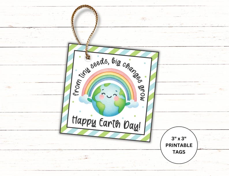 Happy Earth Day Printable Tag | Earth Day Seed Packets Tag | Earth Day ...