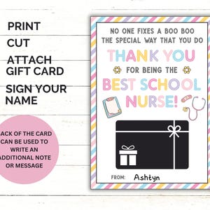 School Nurse Appreciation Gift Card Holder | School Nurse's Week Gifts ...