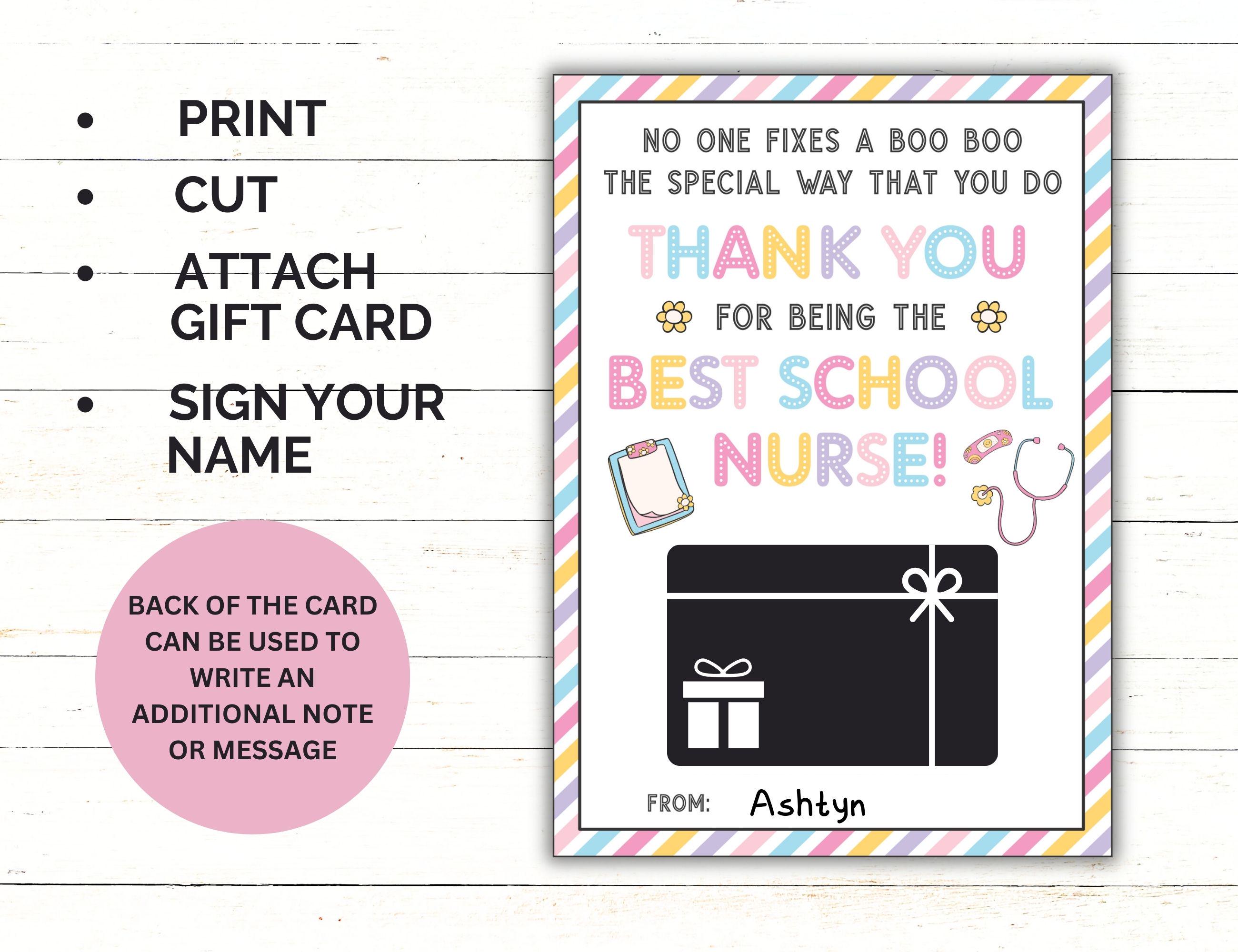 School Nurse Appreciation Gift Card Holder | School Nurse's Week Gifts ...