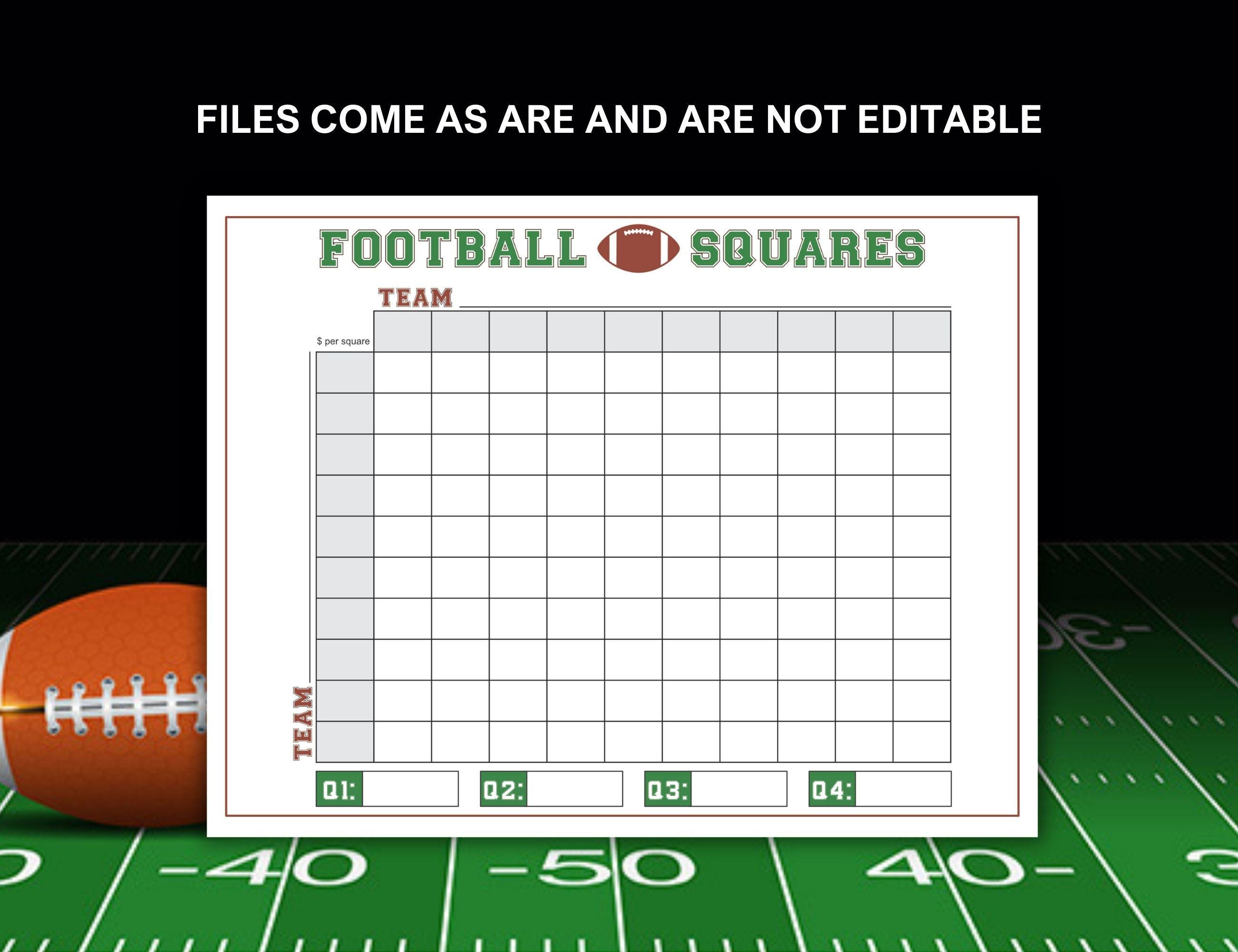 Football Squares Printable Game Board | 100 Square Football Pool | 100 ...