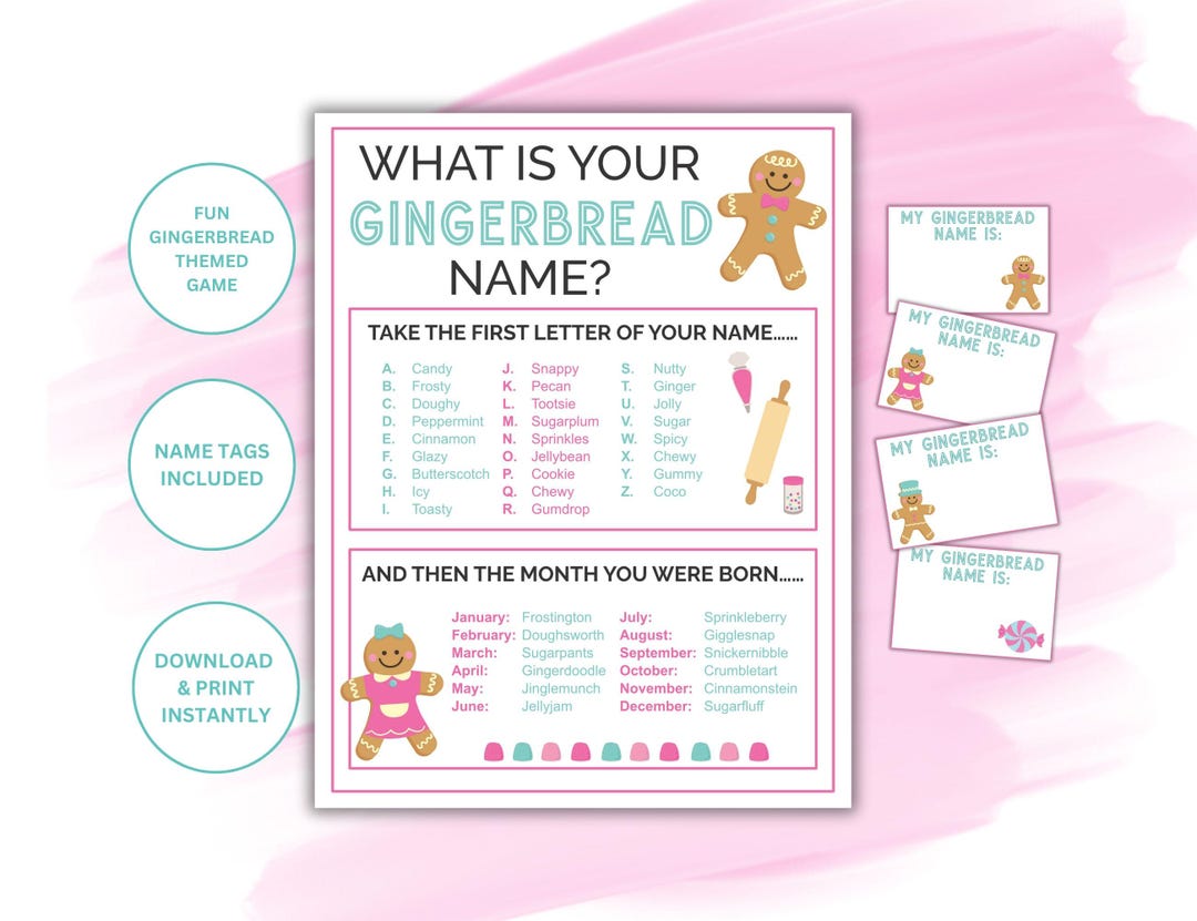 What is Your Gingerbread Name Printable Game With Name Tags ...