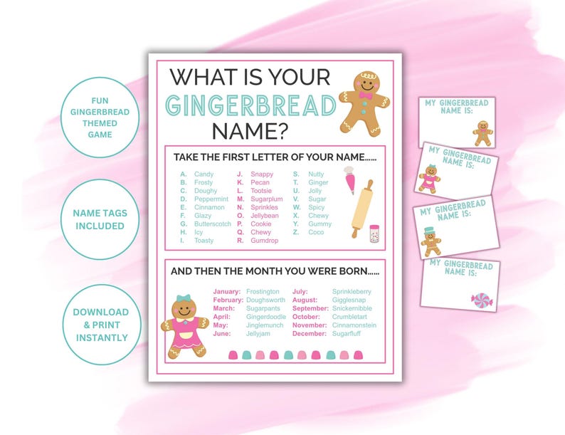 What is Your Gingerbread Name Printable Game With Name Tags ...