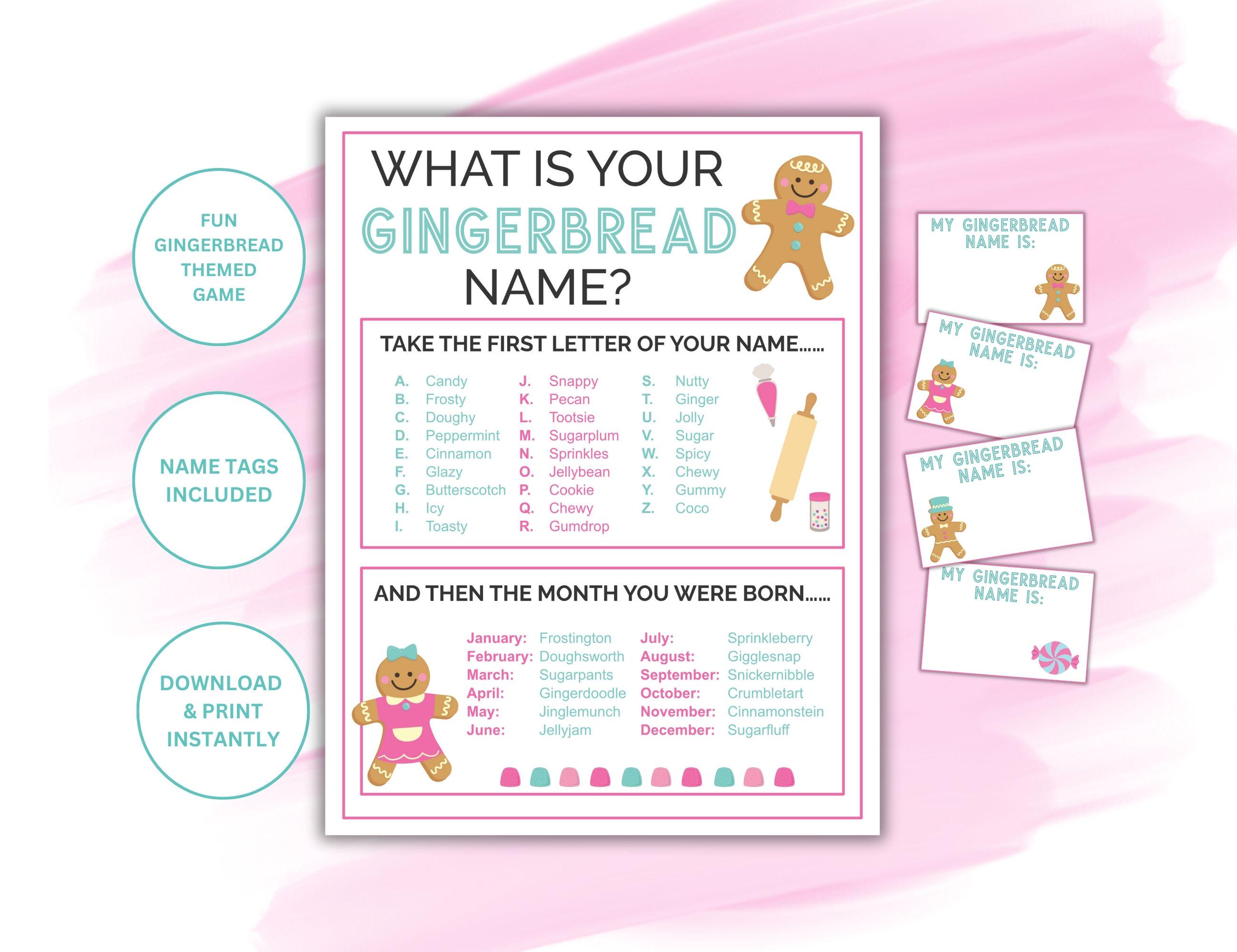 What is Your Gingerbread Name Printable Game With Name Tags ...