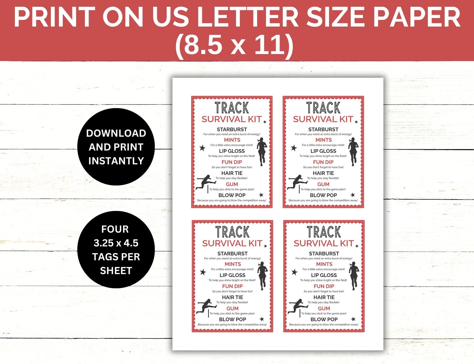 Printable Girls Track and Field Survival Kit | Track Team Gift Bag Idea ...