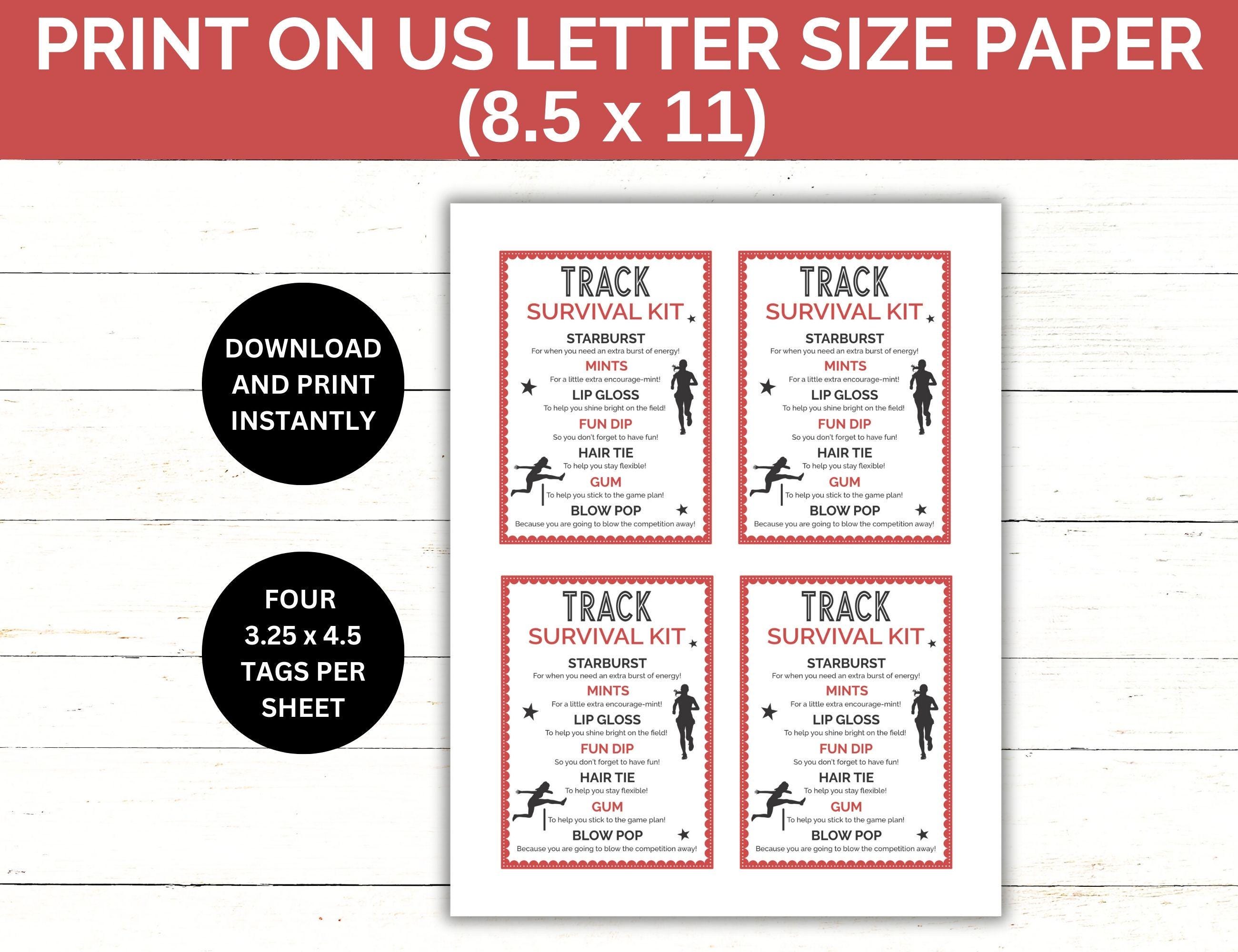 Printable Girls Track and Field Survival Kit | Track Team Gift Bag Idea ...