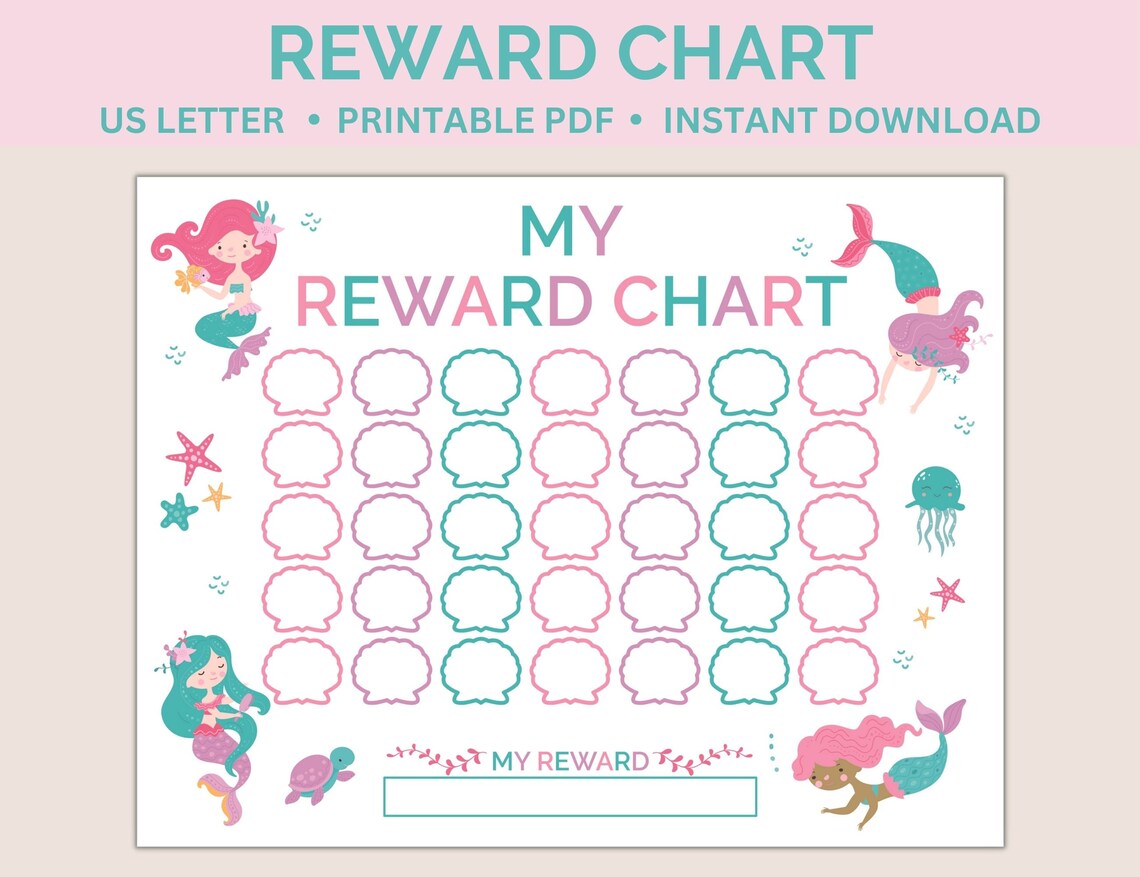 Mermaid Reward Chart Printable| Mermaid Potty Training Chart | Kids ...