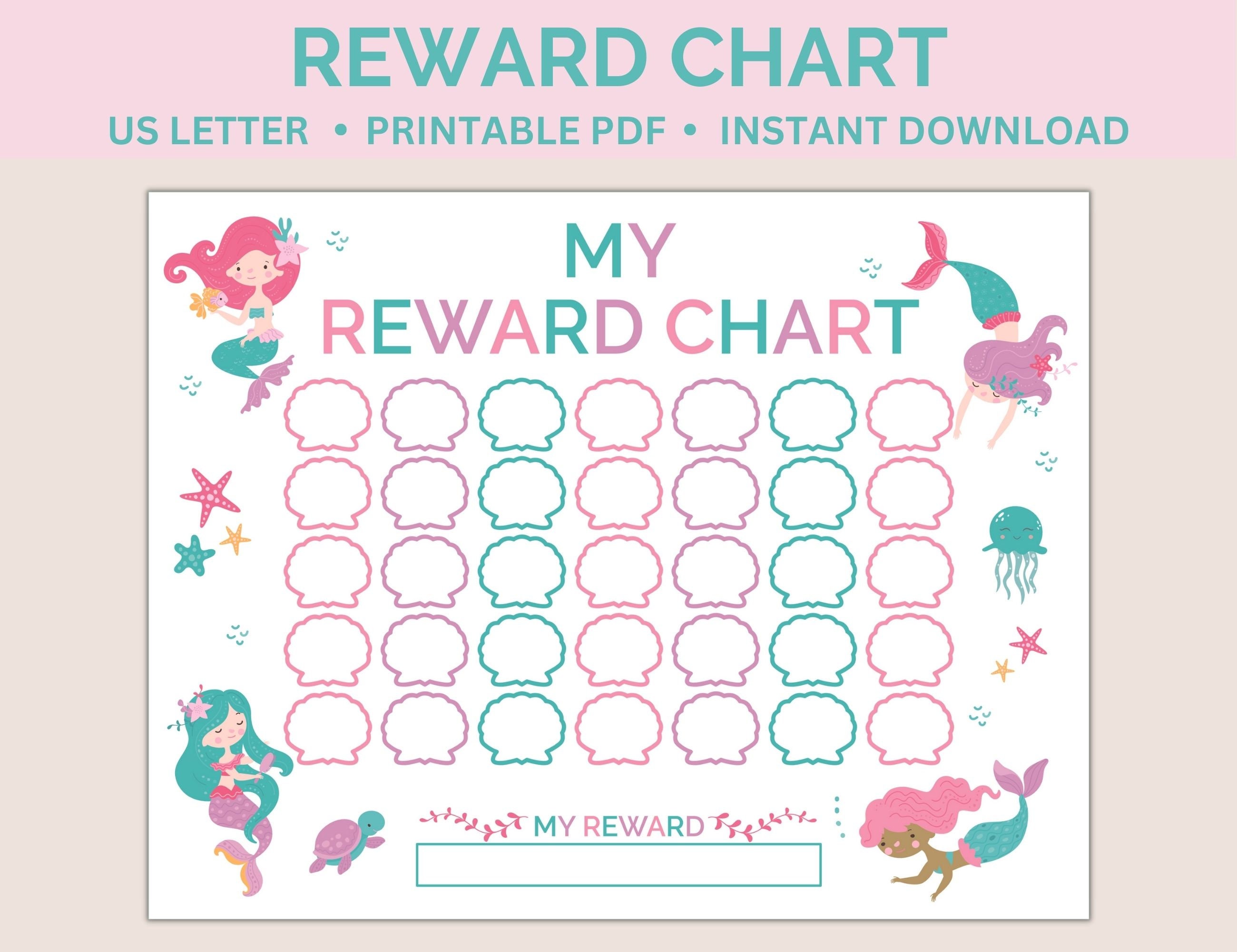 Mermaid Reward Chart Printable| Mermaid Potty Training Chart | Kids ...