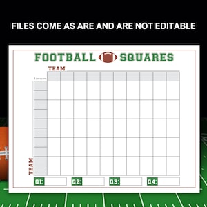 Football Squares Printable Game Board | 50 Square Football Pool | 50 ...