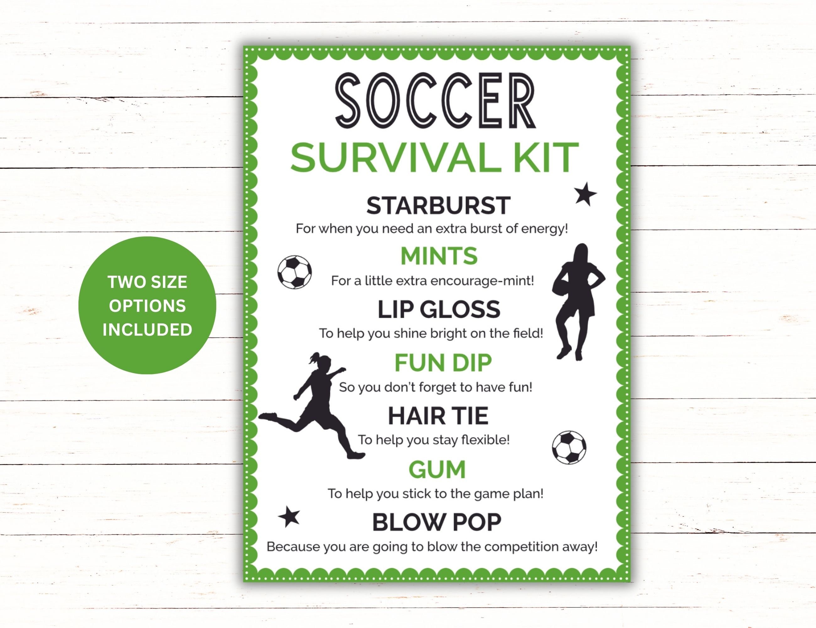 Printable Soccer Survival Kit | Soccer Team Gift Bag Idea | Soccer Team ...