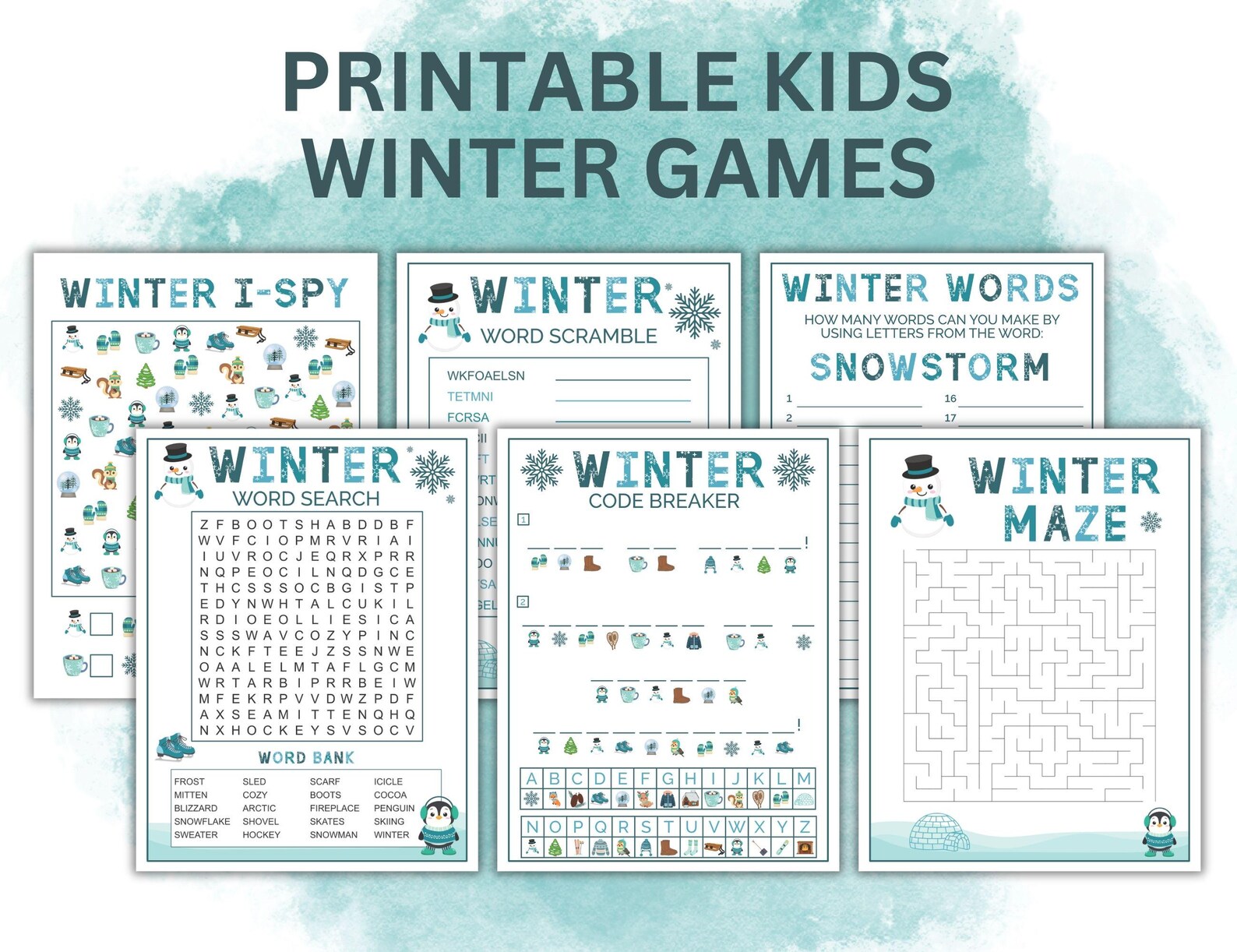 Printable Winter Party Games | Winter Kids Activity Pack | Winter ...