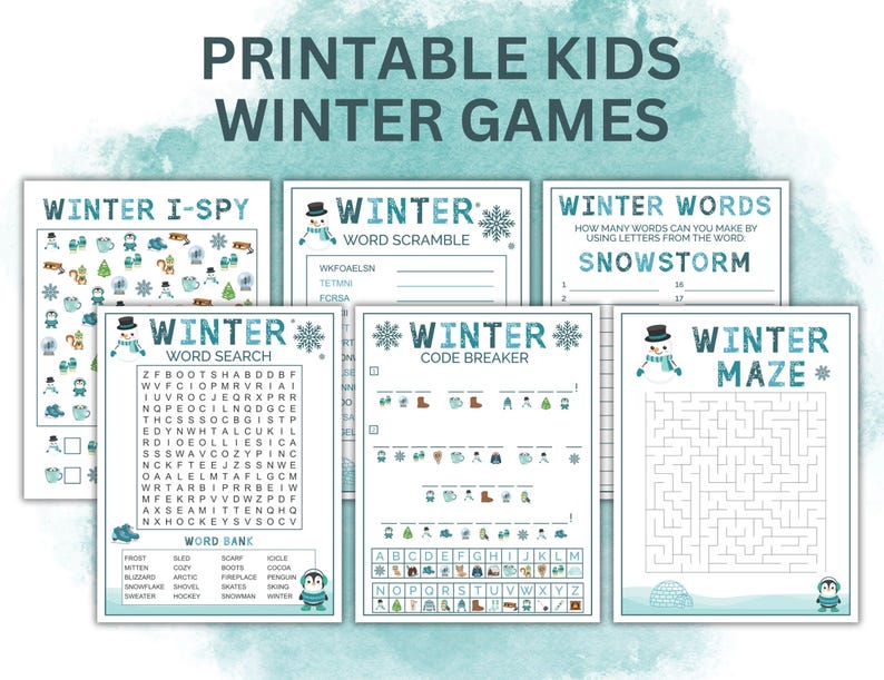 Printable Winter Party Games | Winter Kids Activity Pack | Winter ...