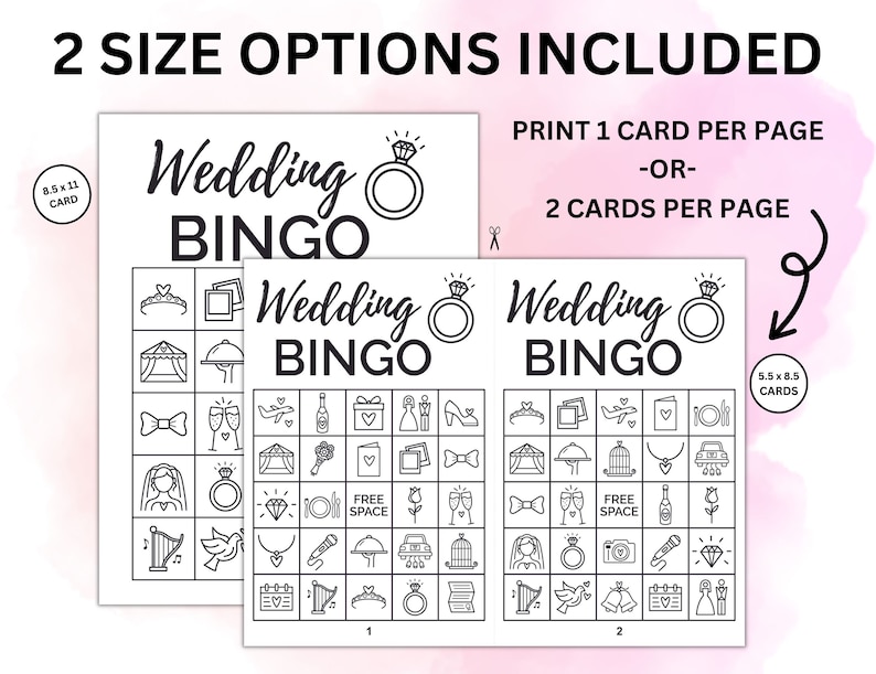 30 Printable Wedding Themed Bingo Cards | Bridal Shower Bingo Game ...