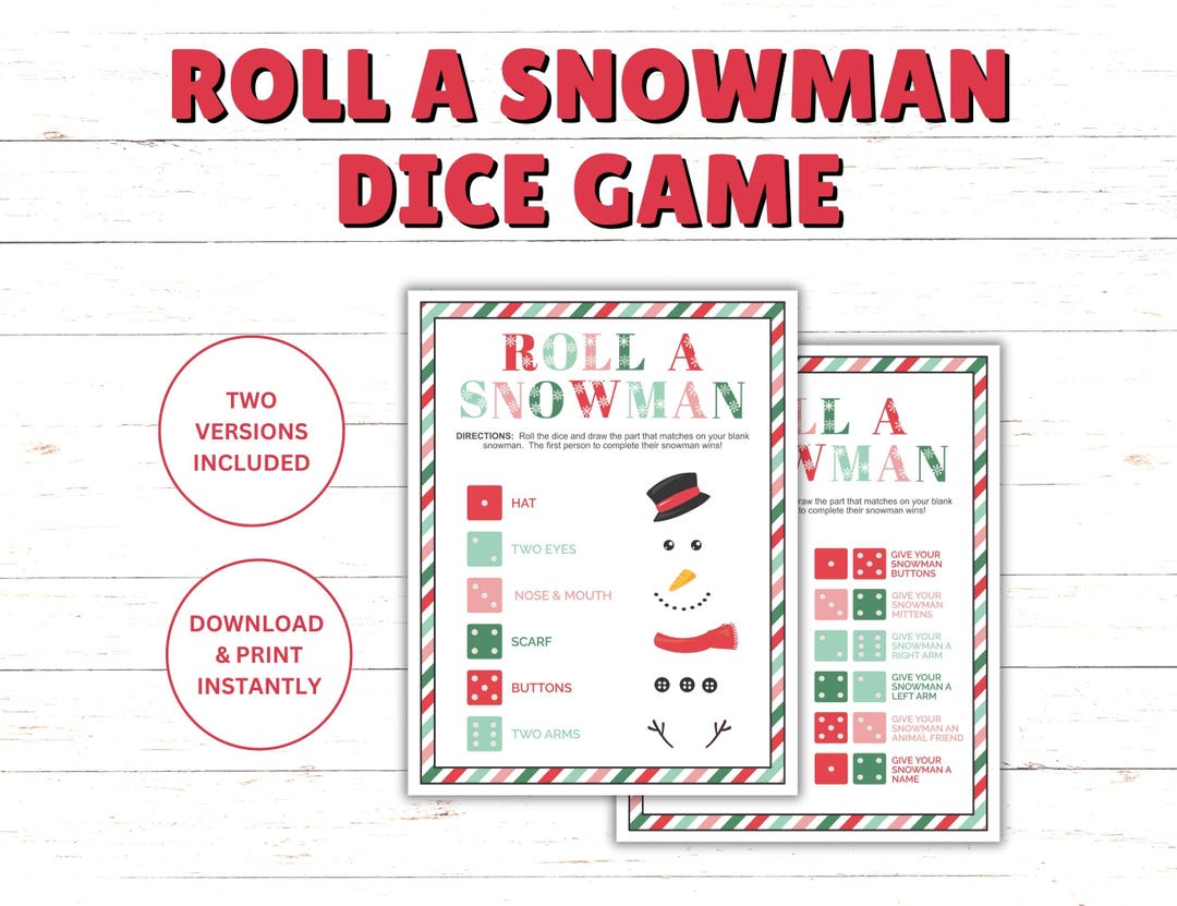 Roll a Snowman Printable Game, Snowman Dice Games, Snowman Drawing Game ...