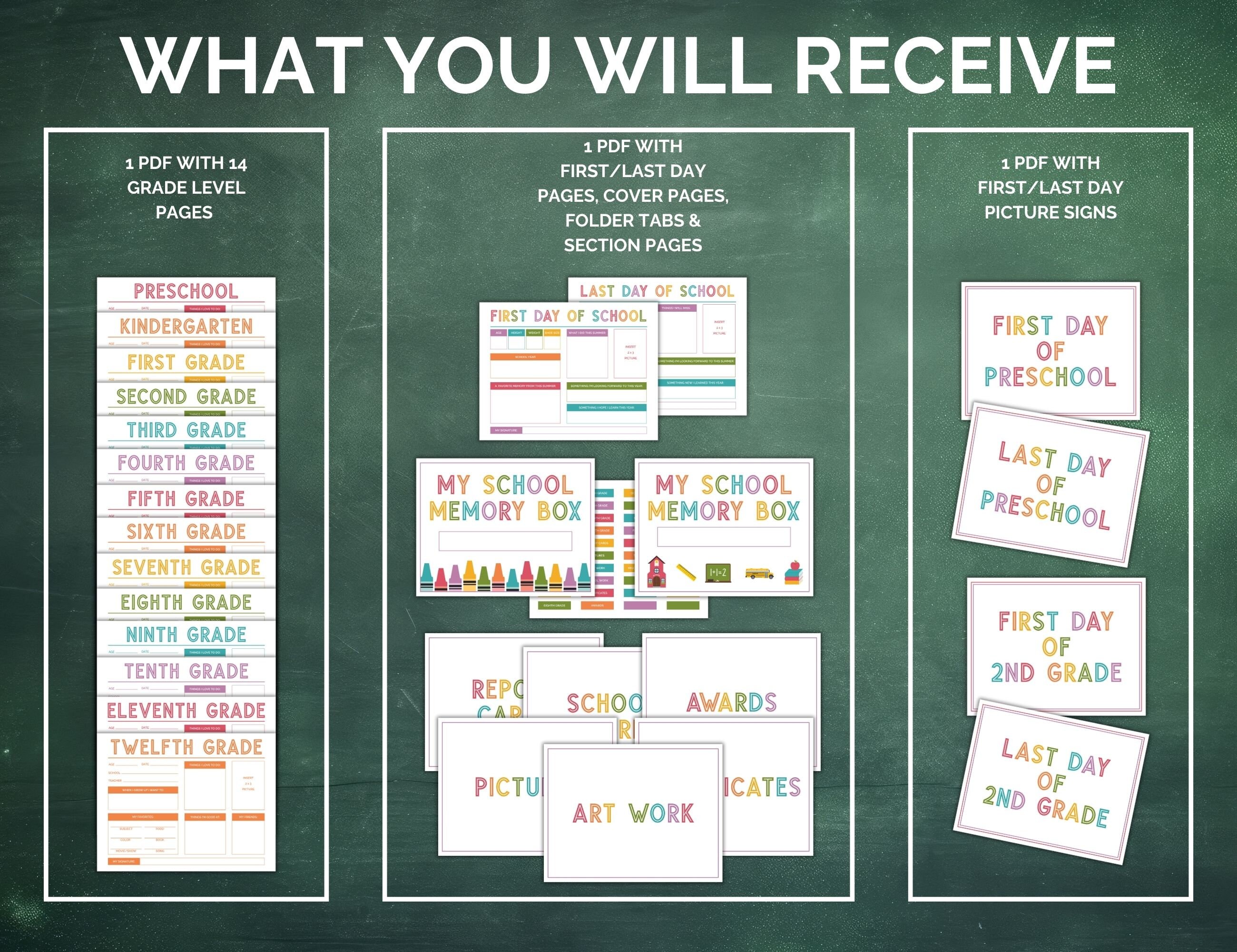 School Memory Box Kit Printable | Kids School Keepsake Journal | Back ...