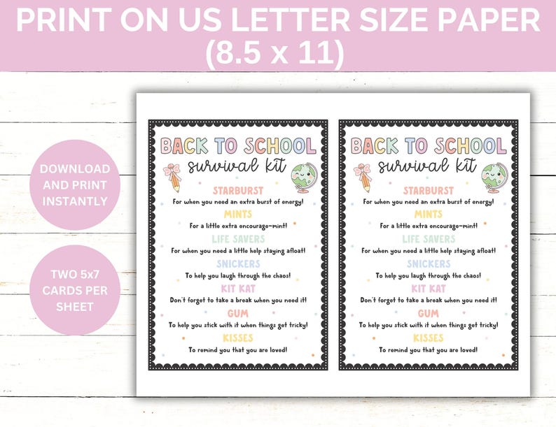 Printable Back to School Survival Kit | Teacher Survival Kit| Staff ...