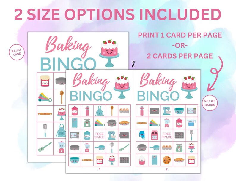 30 Printable Baking Themed Bingo Cards | Baking Party Games | Baking ...