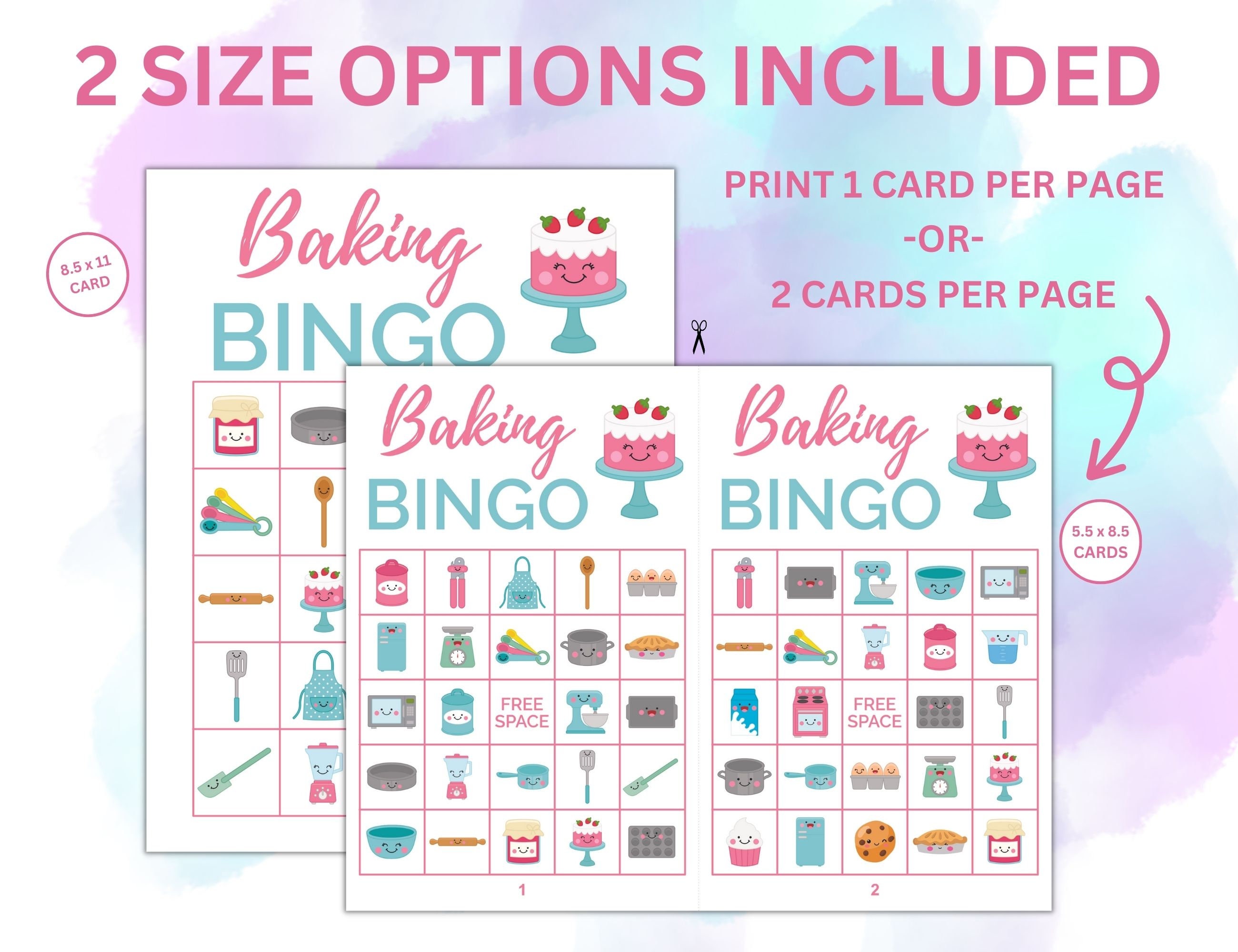 30 Printable Baking Themed Bingo Cards | Baking Party Games | Baking ...