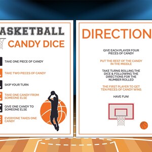 Basketball Party Candy Dice Printable Game | Basketball Themed Game ...