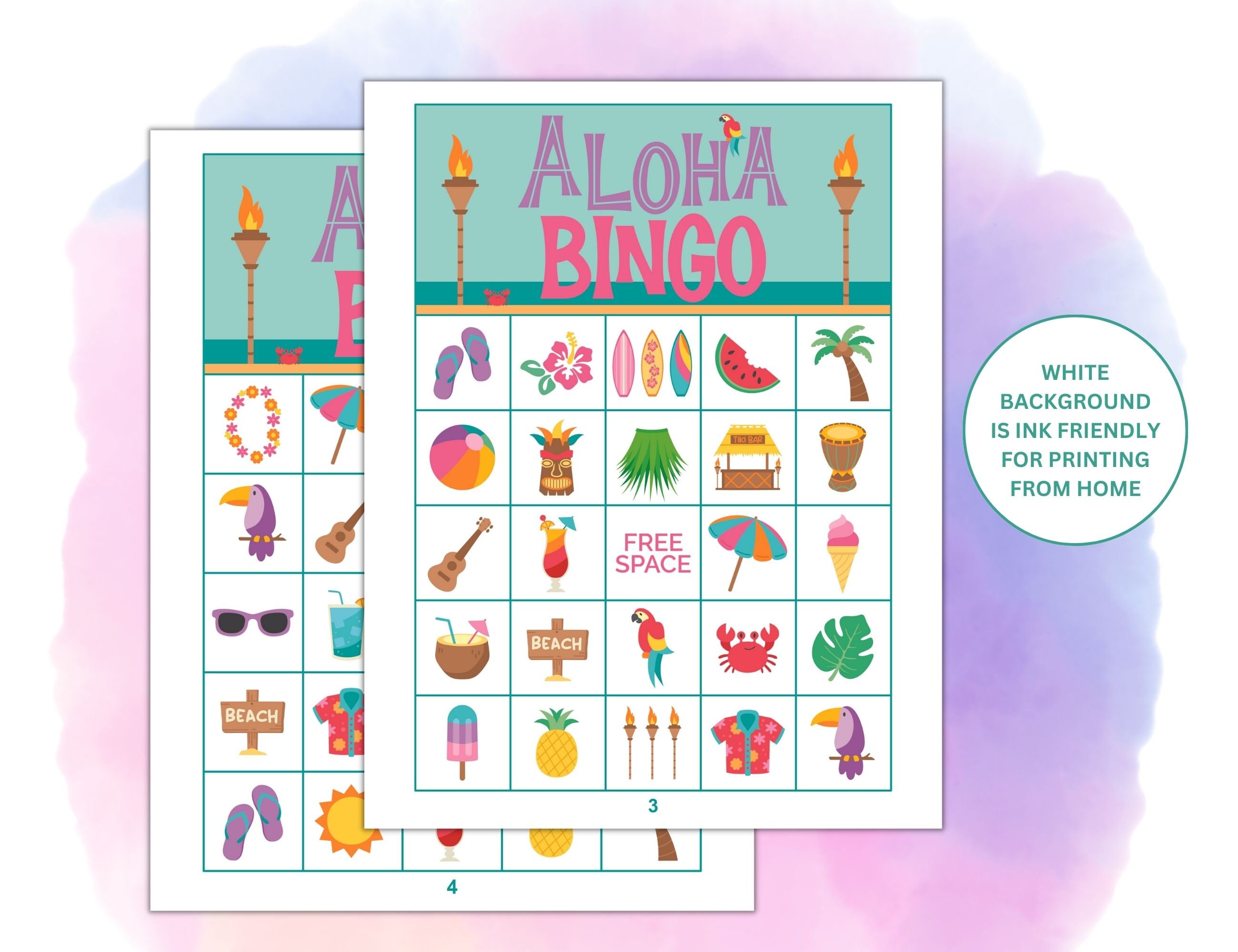 30 Printable Aloha Themed Bingo Cards | Hawaiian Luau Party Games ...