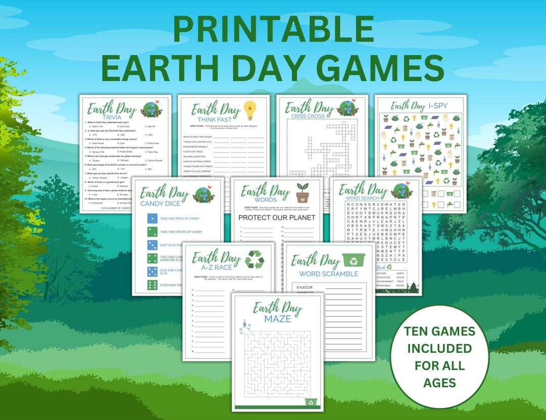 Earth Day Printable | Earth Day Kids Activities | Earth Day Party Games ...