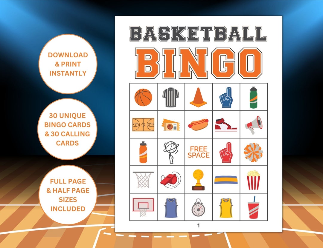30 Printable Basketball Themed Bingo Cards | Basketball Watch Party ...