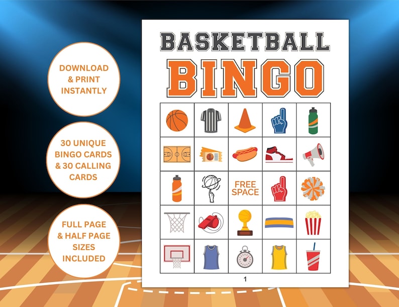 30 Printable Basketball Themed Bingo Cards | Basketball Watch Party ...