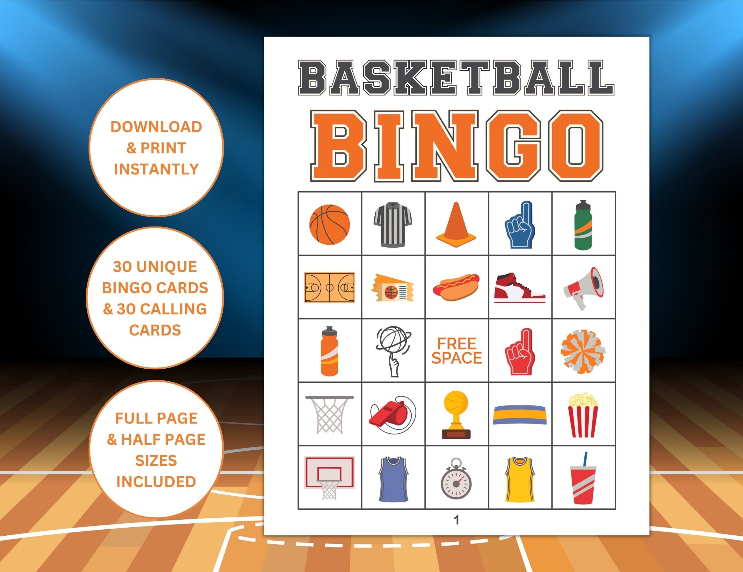 30 Printable Basketball Themed Bingo Cards | Basketball Watch Party ...