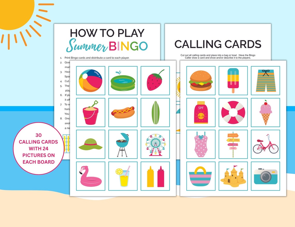 30 Printable Summer Bingo Cards Summer Bingo for Kids Summer Classroom ...