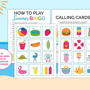 30 Printable Summer Bingo Cards | Summer Bingo for Kids | Summer ...