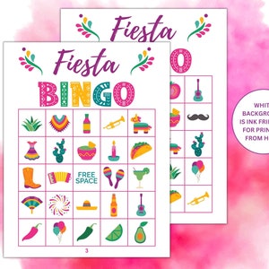 30 Printable Fiesta Themed Bingo Cards | Fiesta Party Games | Fiesta ...