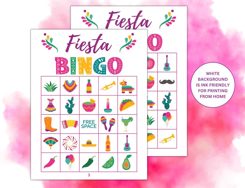 30 Printable Fiesta Themed Bingo Cards | Fiesta Party Games | Fiesta ...