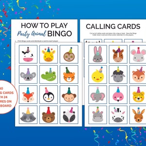30 Printable Party Animal Bingo Cards | Party Animal Bingo for Kids ...