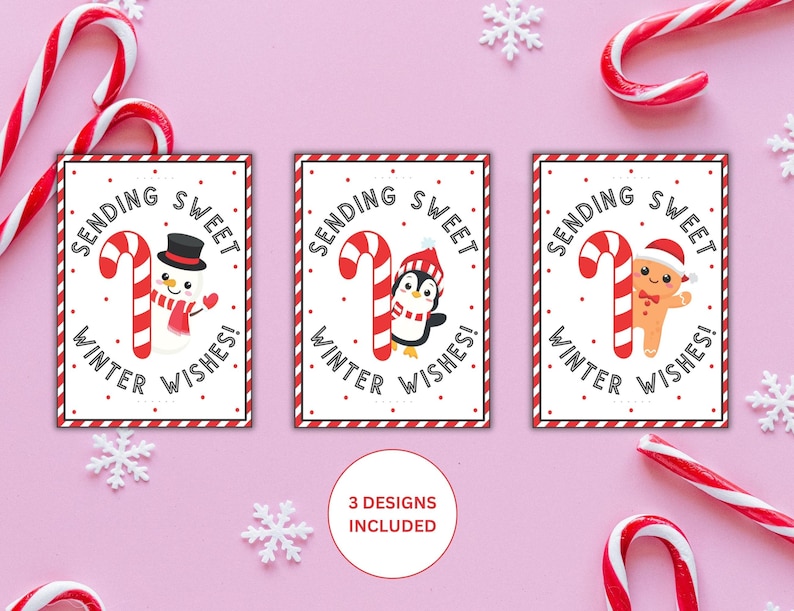 Candy Cane Holder Gift Tags | Candy Cane Gift for Classmates | Winter ...