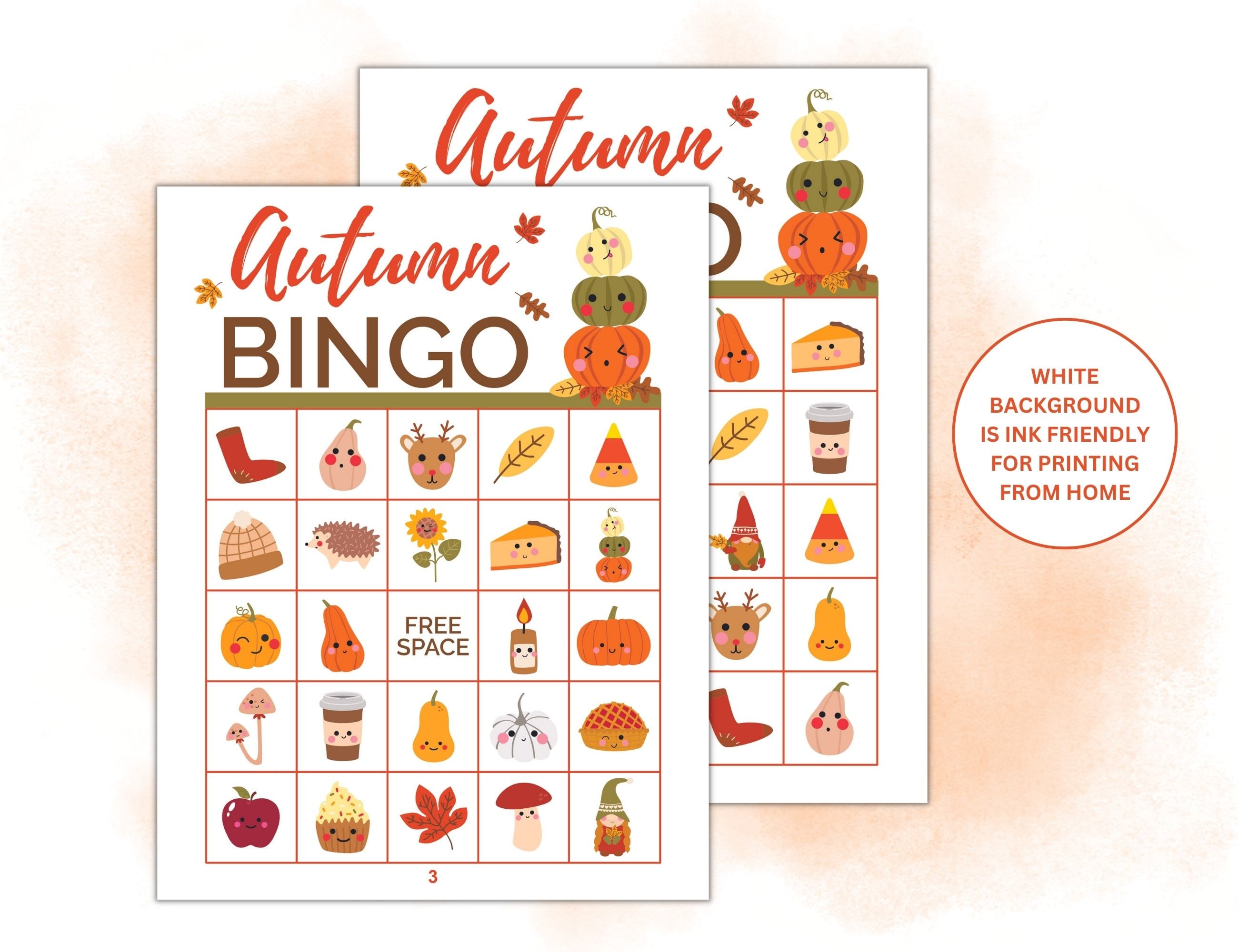 30 Printable Autumn Bingo Cards | Fall Bingo for Kids | Fall Classroom ...