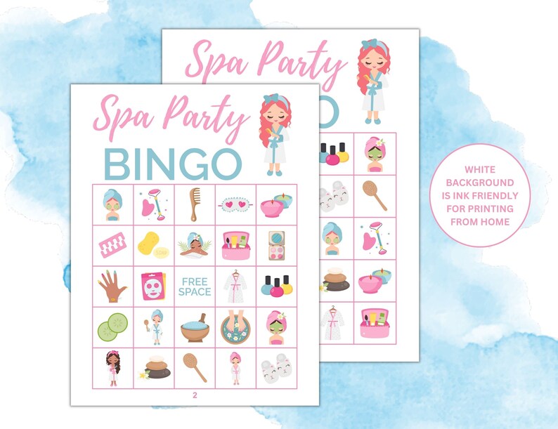 30 Printable Spa Party Themed Bingo Cards | Spa Party Games | Sleepover ...