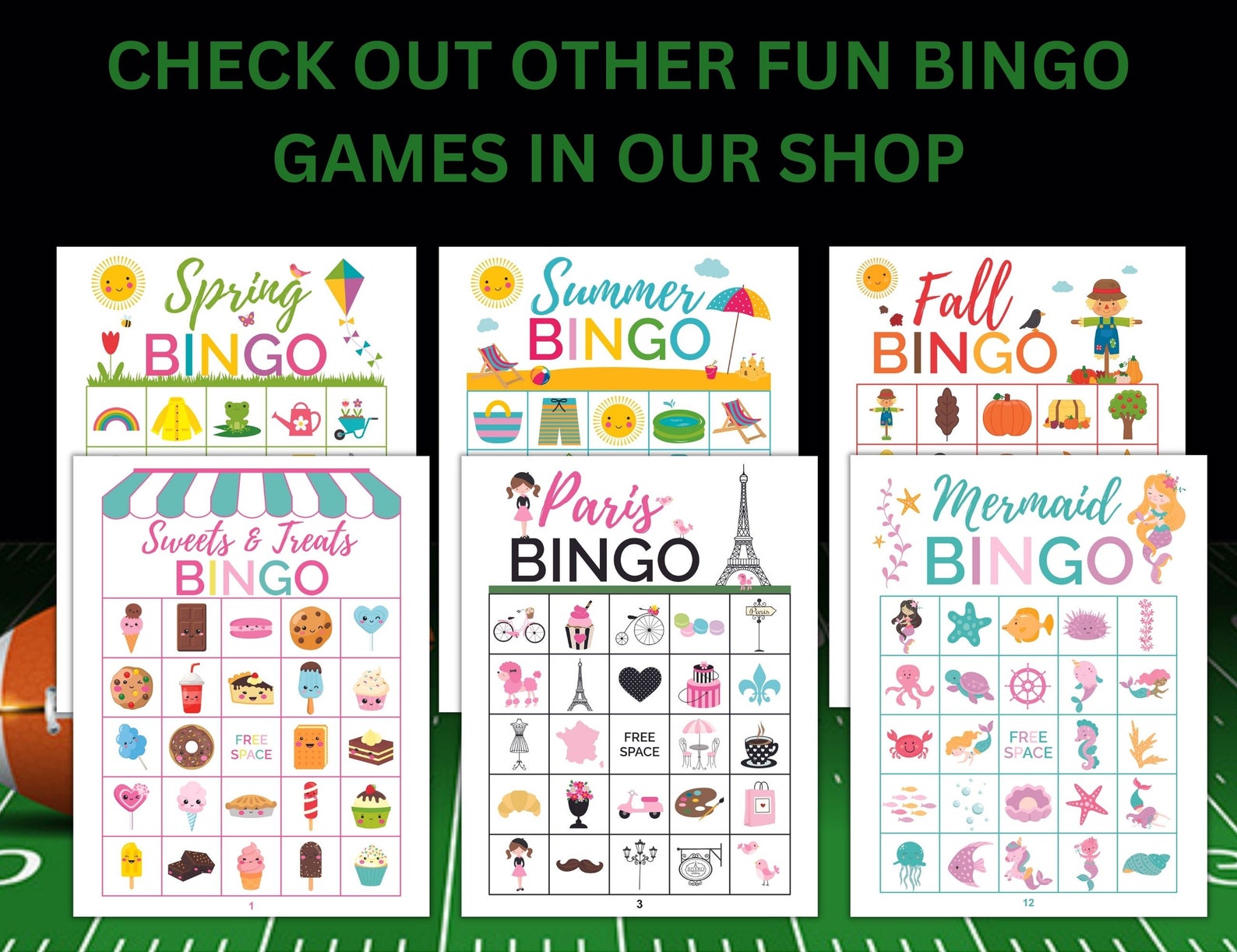 30 Printable Football Themed Bingo Cards | Football Watch Party Game ...