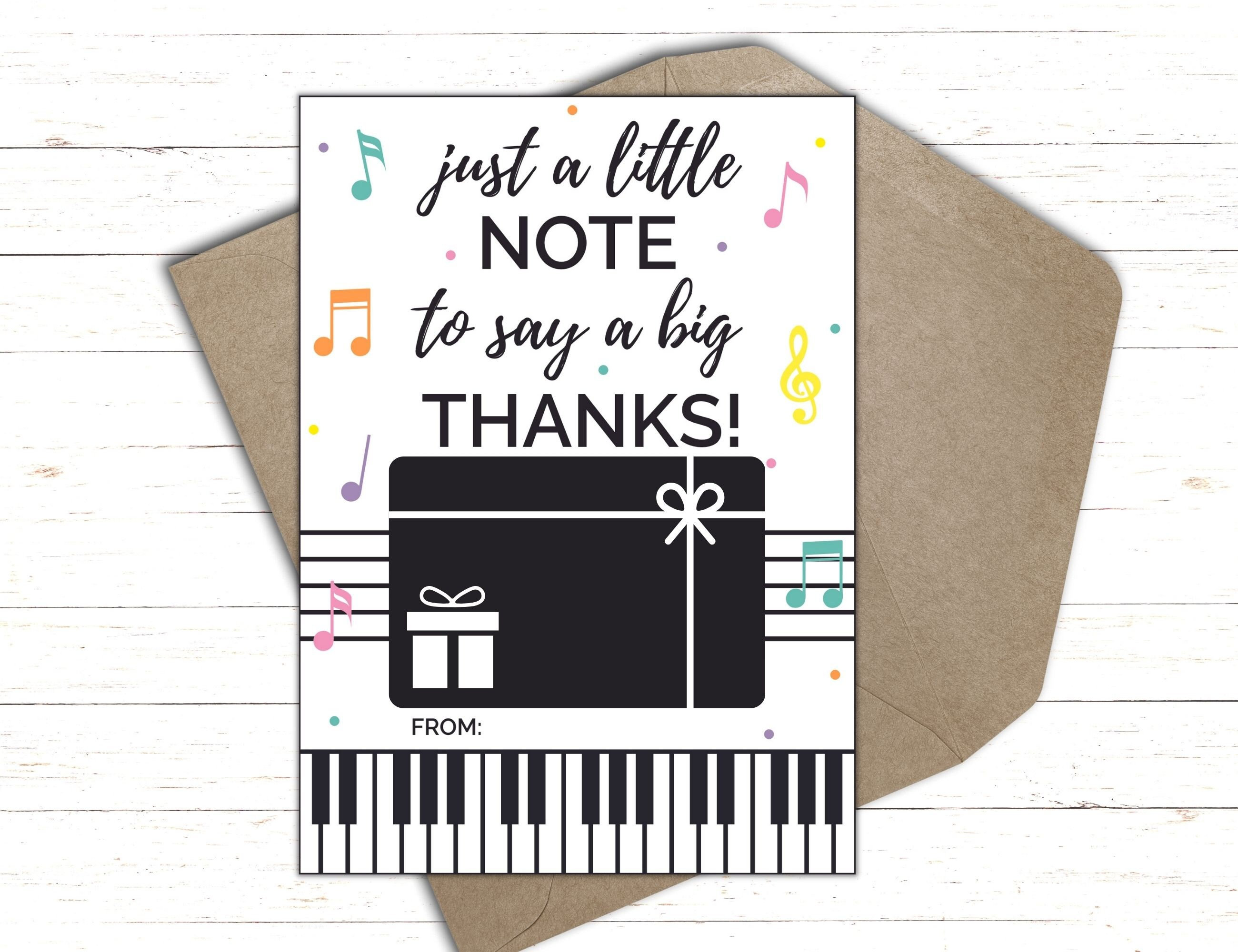Music Teacher Gift Card Holder | Music Lover Appreciation Card | Band ...