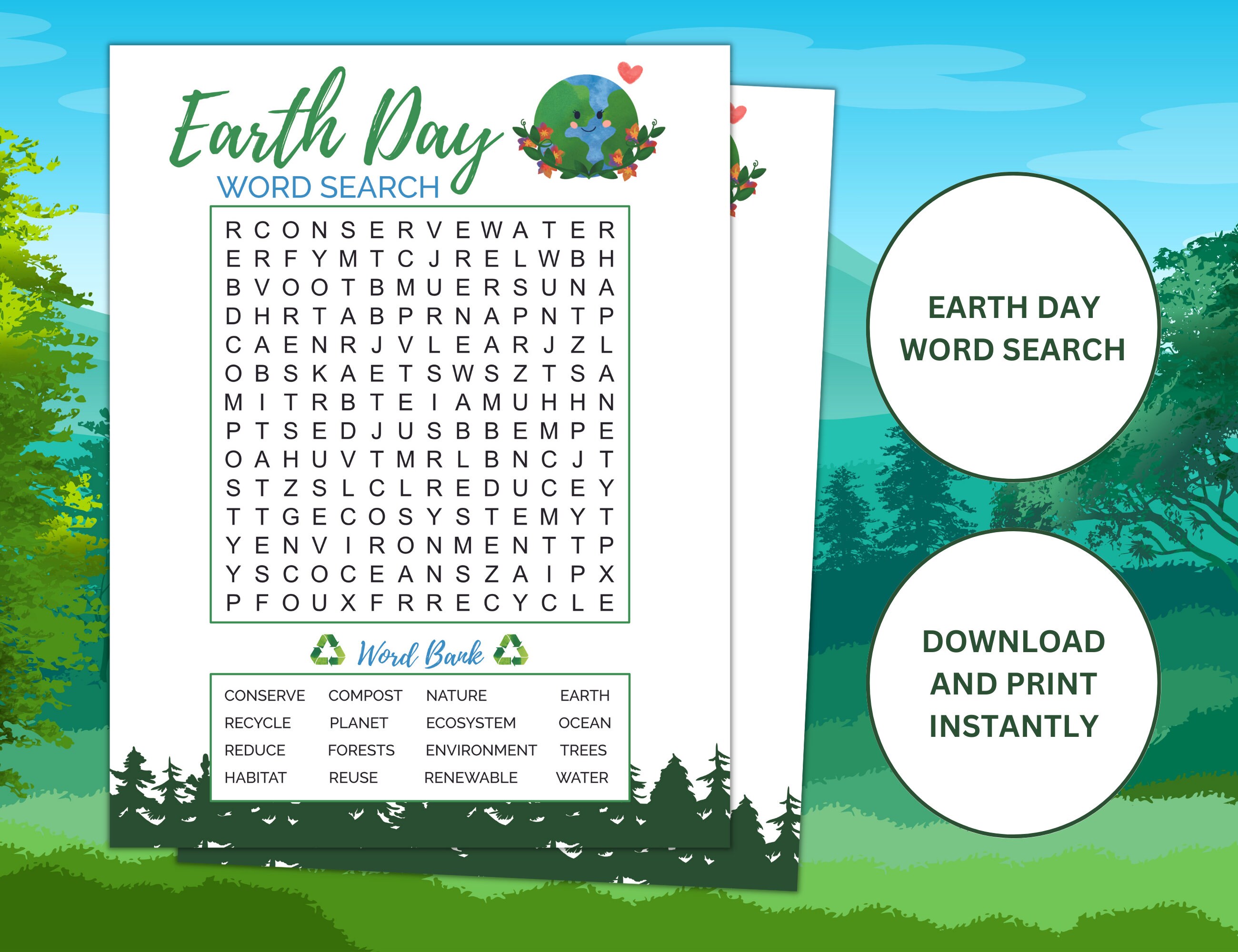 Earth Day Printable Word Search Game | Earth Day Activities | Earth Day ...