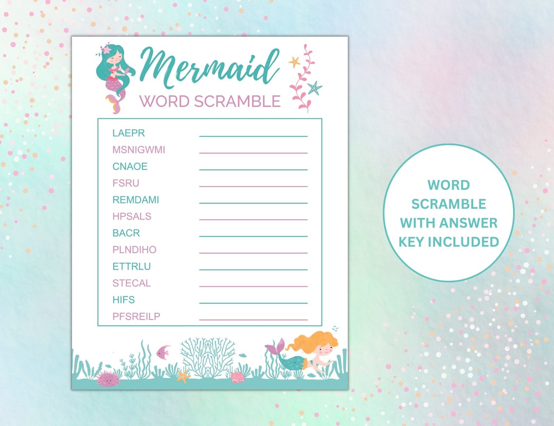 Printable Mermaid Games Mermaid Activity Set Mermaid Party - Etsy