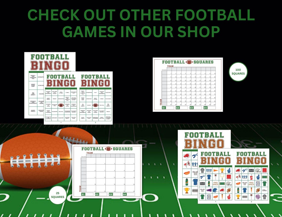 Football Squares Printable Game Board | 50 Square Football Pool | 50 ...