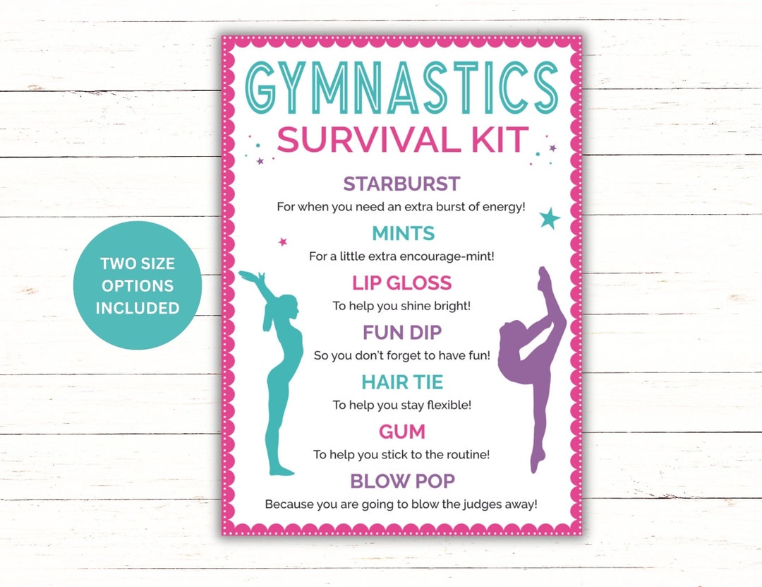 Printable Gymnastics Survival Kit | Gymnastics Meet Gift Idea| Gymnast ...